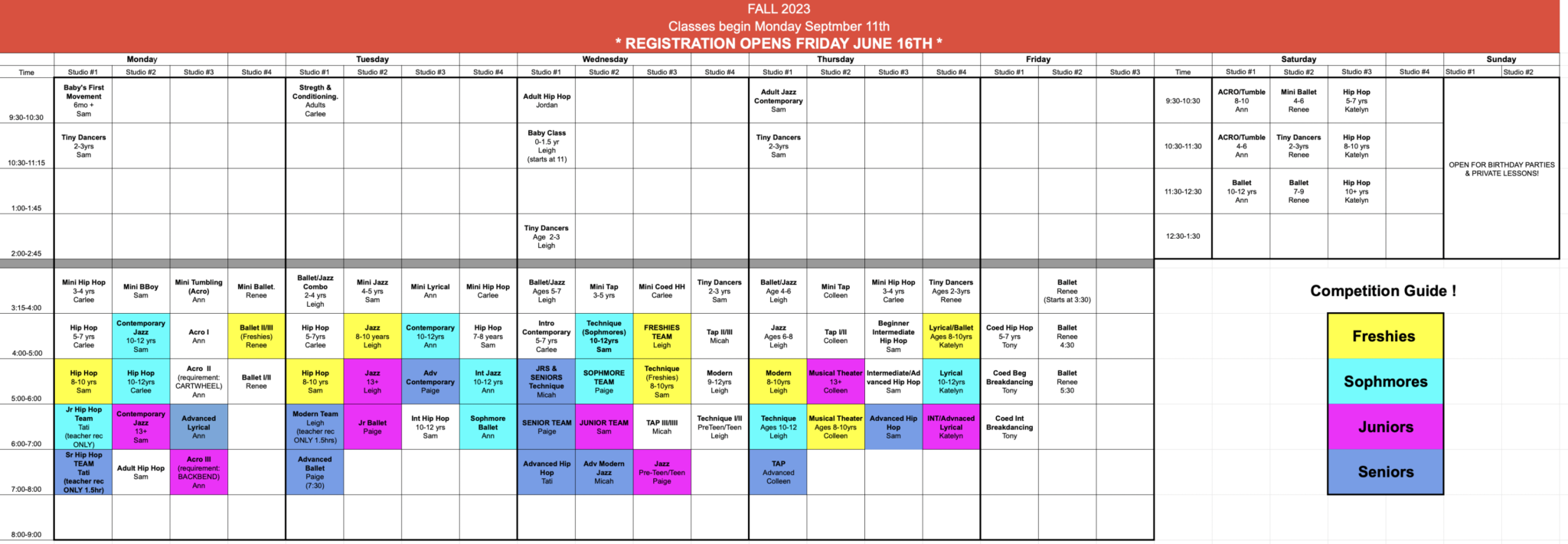 Summer and fall Schedules – Start A Movement Dance